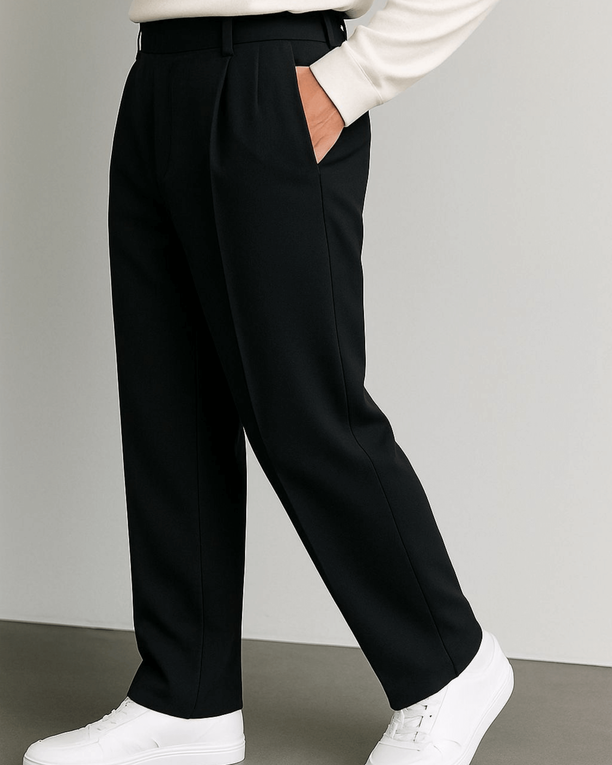 Buy Jet Black Stretch Pants for Sleek Everyday Streetwear Comfort ...